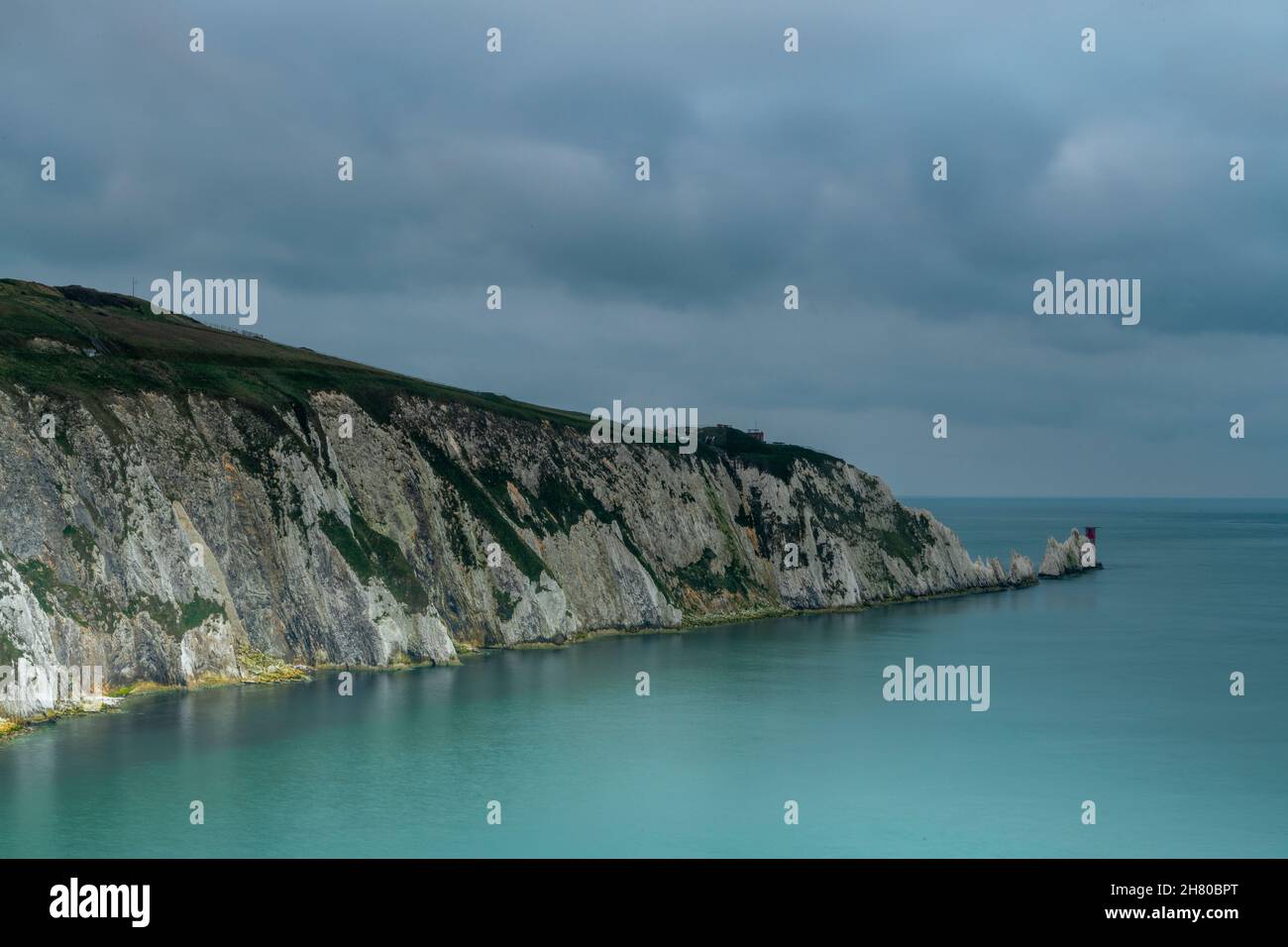 the needles lighthouse on the coastline of the isle of wight uk ...