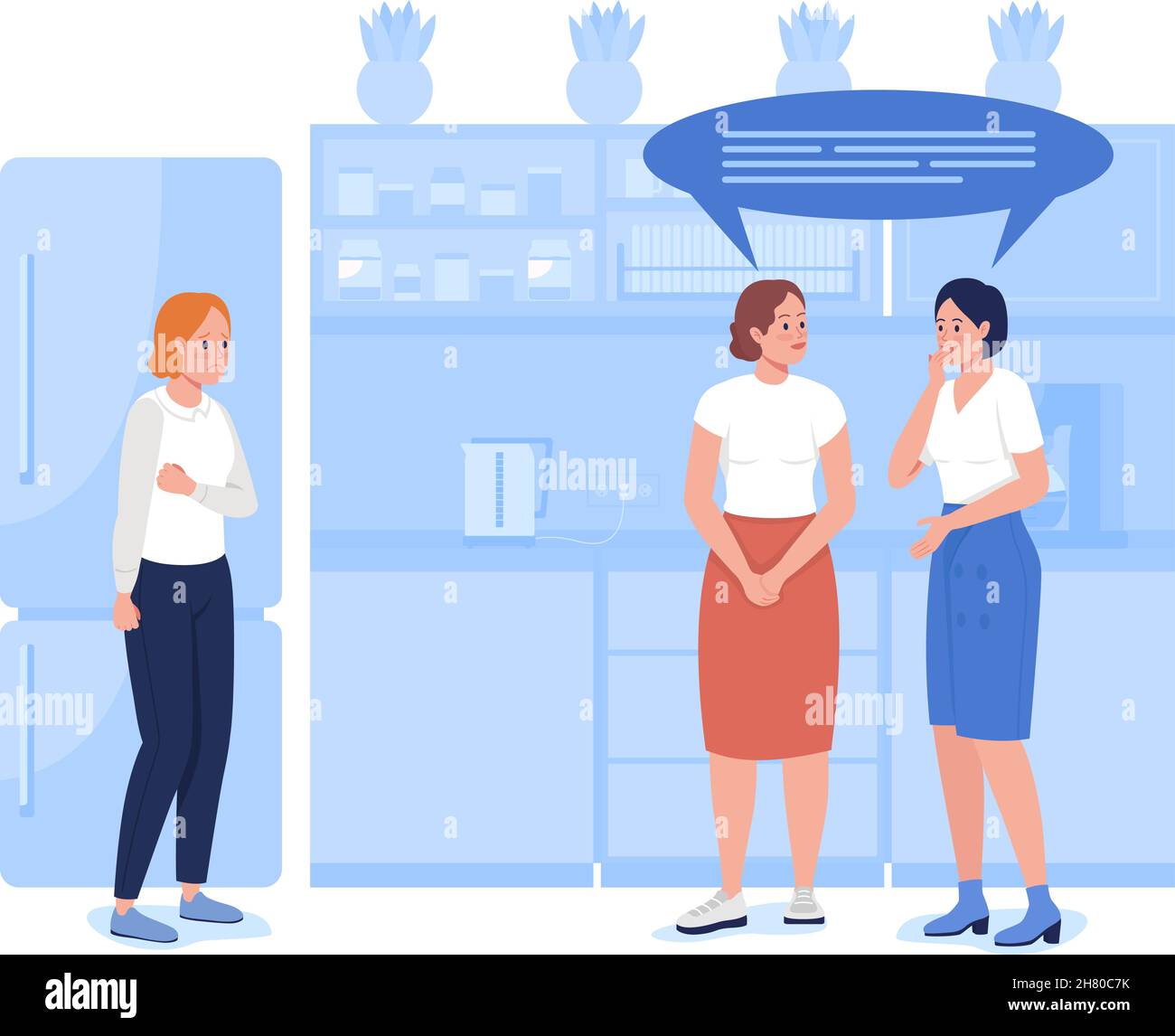 Social problems at workplace 2D vector isolated illustration Stock ...