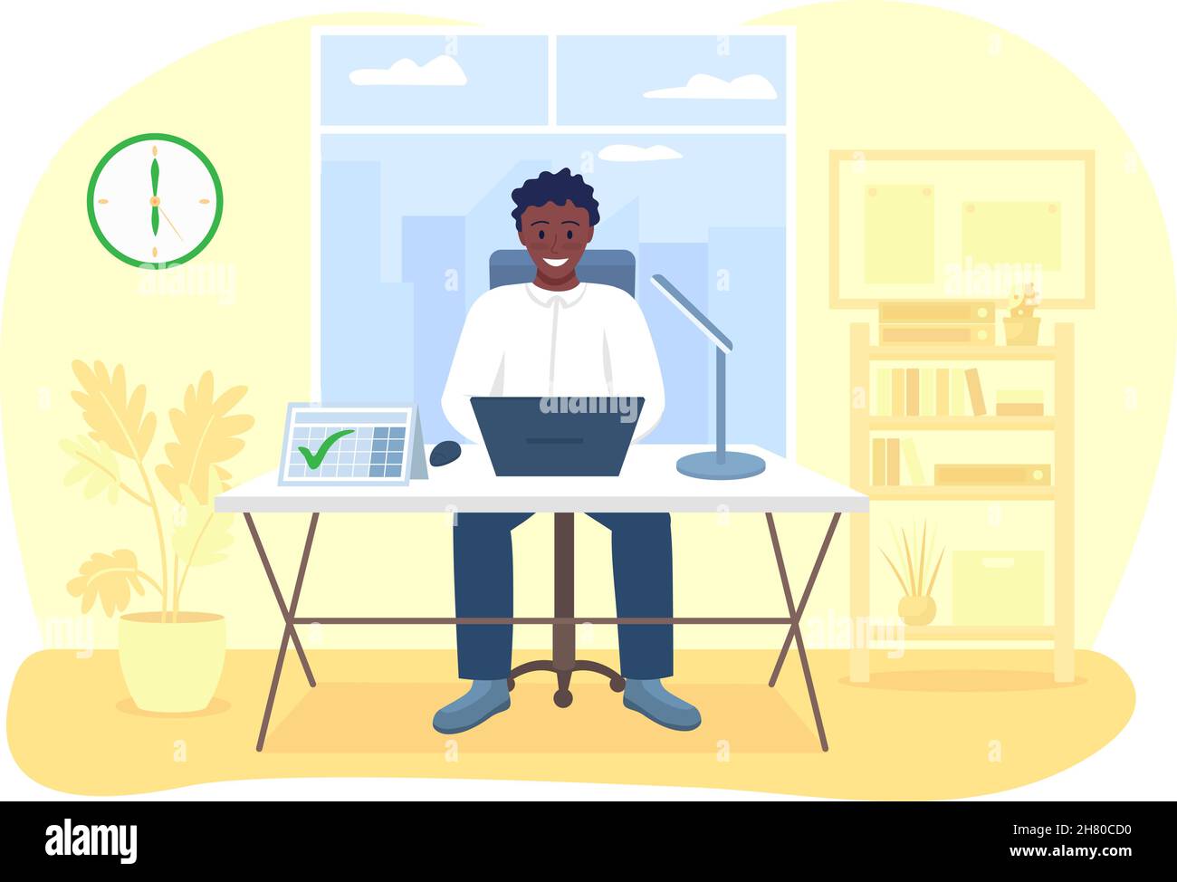 Productive work 2D vector isolated illustration Stock Vector Image ...