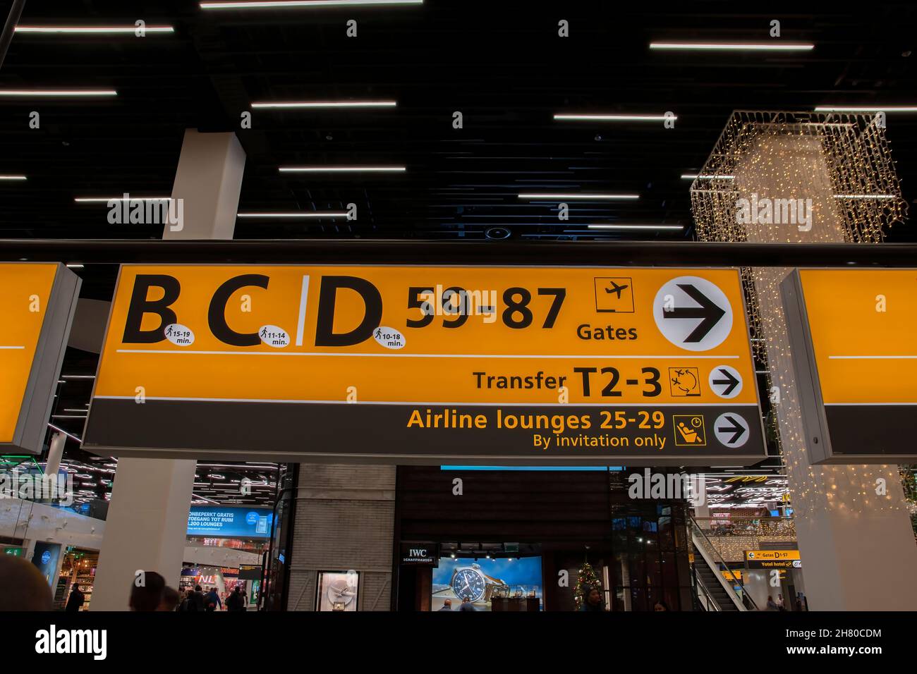 Direction Sign At Schiphol Airport The Netherlands 7-12-2019 Stock ...