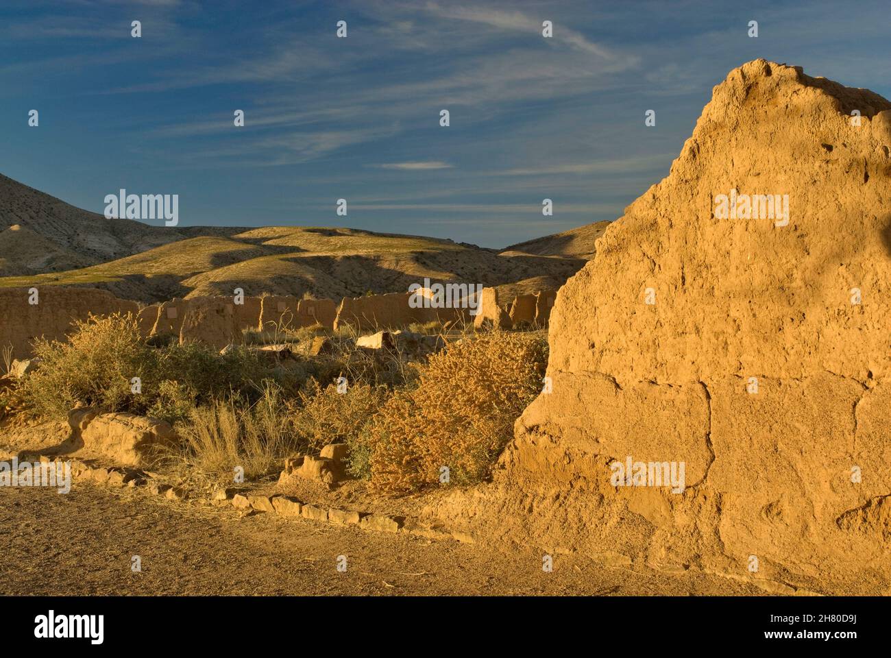 Ruins at Fort Selden State Monument at sunrise in Mesilla Valley near Radium Springs, New Mexico ...