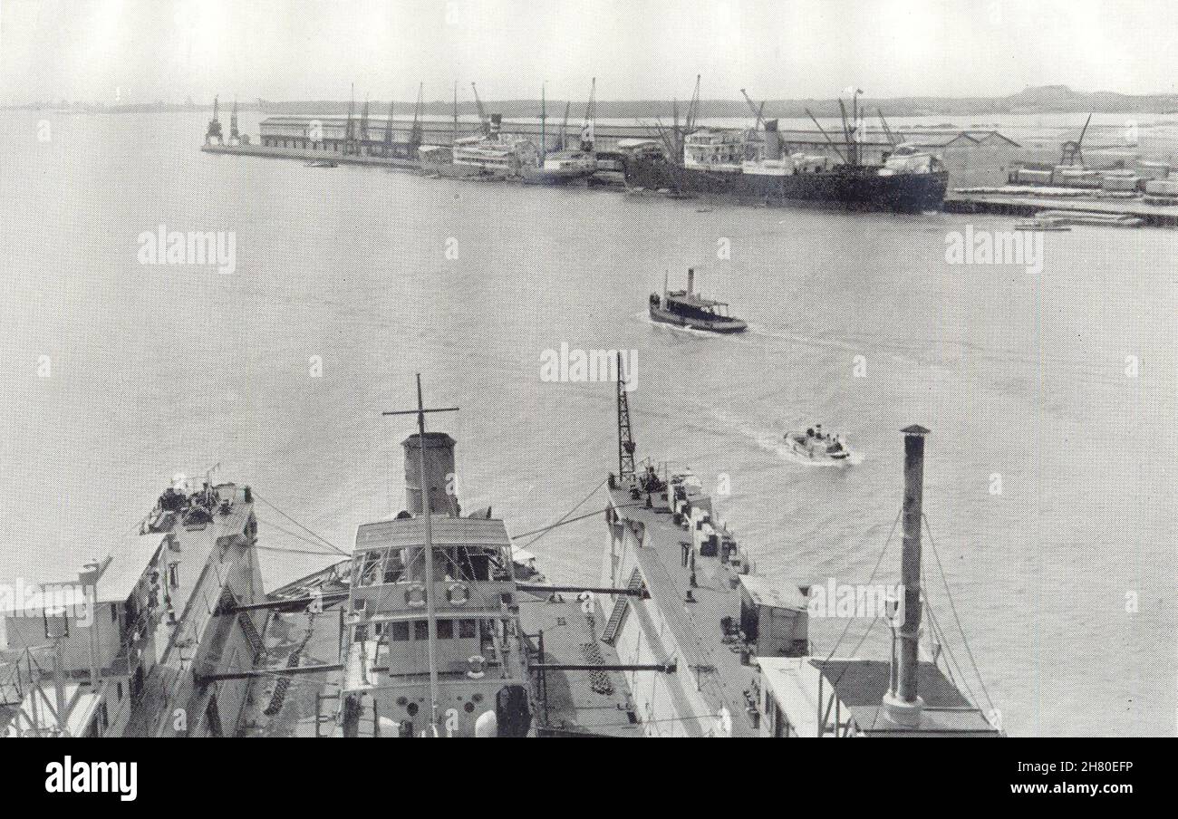 NIGERIA. Apapa Wharf, Lagos 1936 old vintage print picture Stock Photo ...