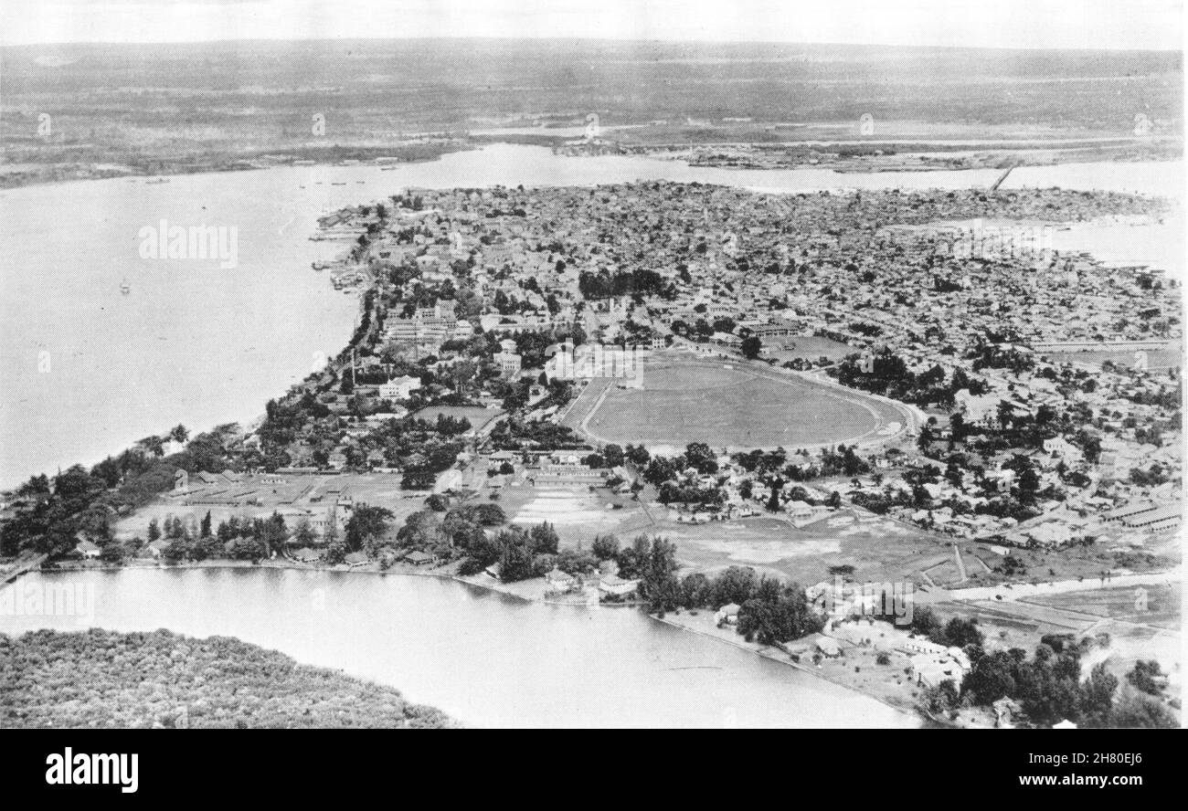 NIGERIA. Aerial view of Lagos 1936 old vintage print picture Stock ...