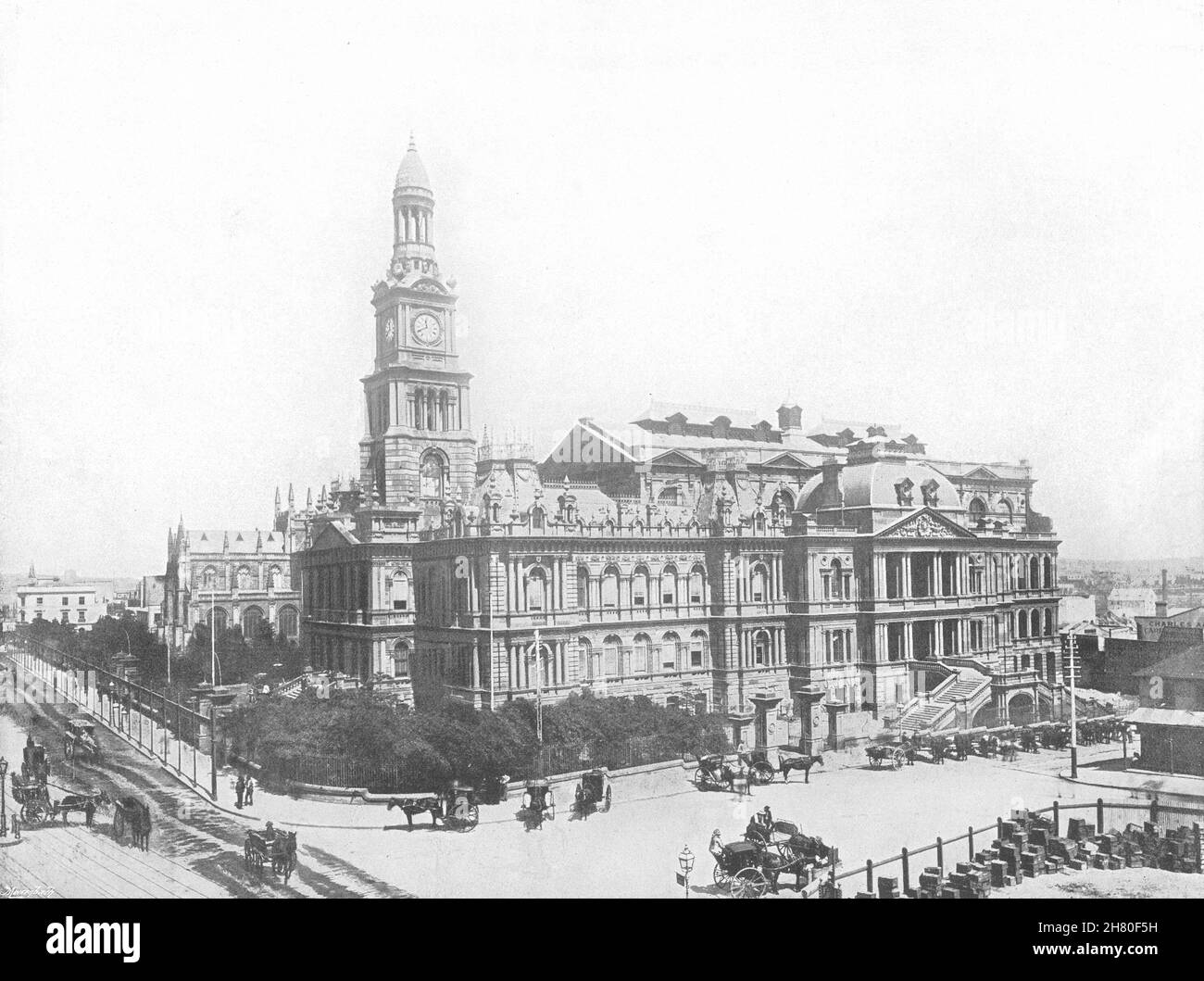 AUSTRALIA. Sydney- The New Town Hall 1895 old antique vintage print ...