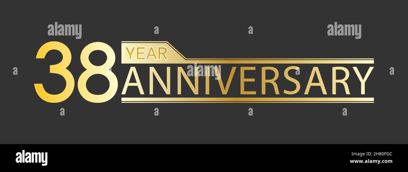 Golden congratulatory inscription 38 year anniversary. Decorative ...