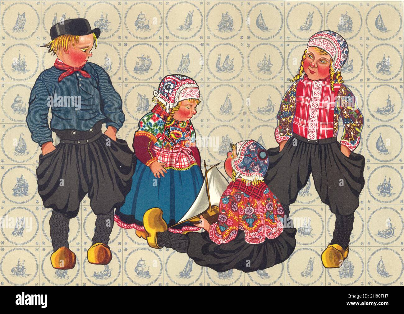 NETHERLANDS. Marken. Children in Present- day Costume 1932 old vintage ...