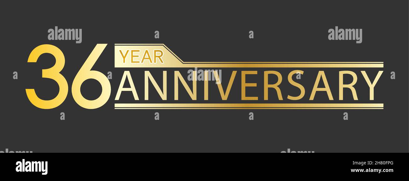 Golden congratulatory inscription 36 year anniversary. Decorative ...