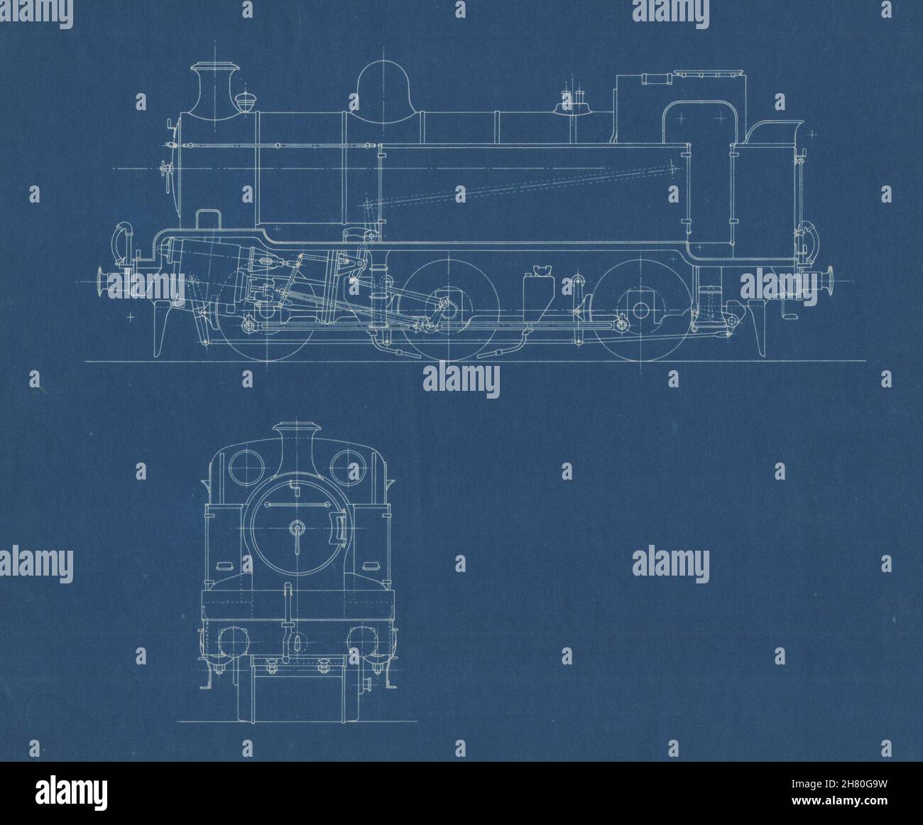 0-6-0 Locomotive section engineering drawing blueprint c1900 old ...