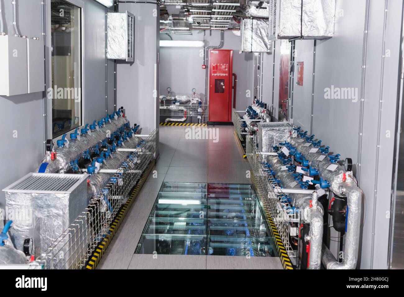 room with technical equipment and cooling system of data center, cyber ...