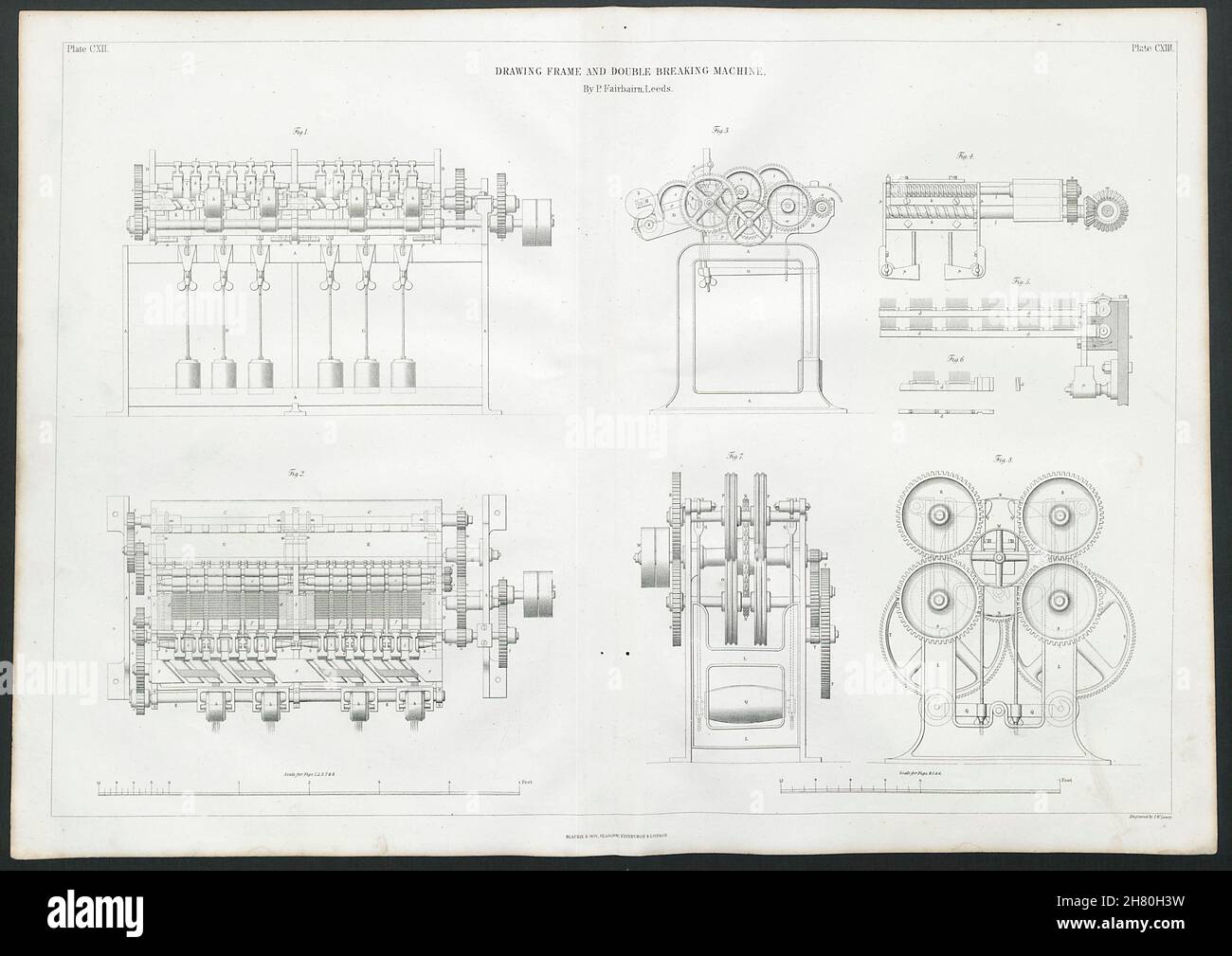 19C ENGINEERING DRAWING Drawing frame & breaking machine. Fairbairn ...