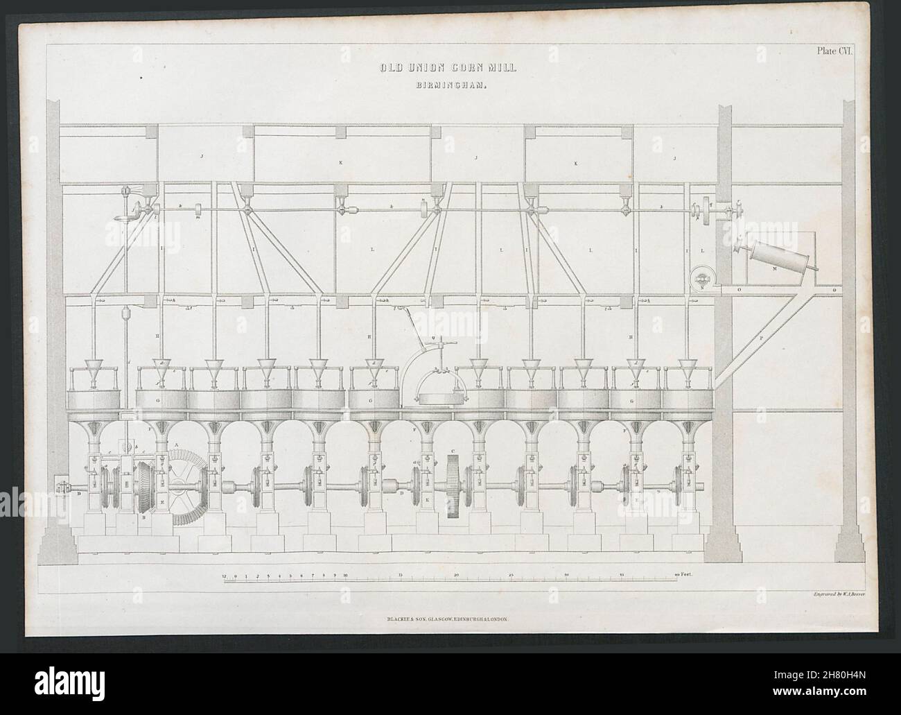 VICTORIAN ENGINEERING DRAWING Old Union Corn Mill, Birmingham 1847 ...