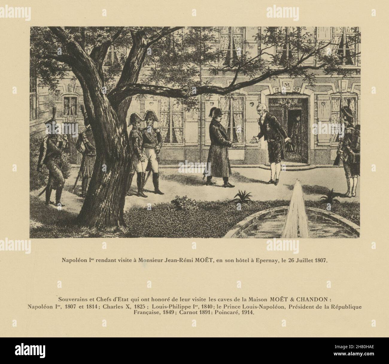 Napoléon visiting Jean-Rémi Moët at Epernay 26 July 1807. Champagne ...
