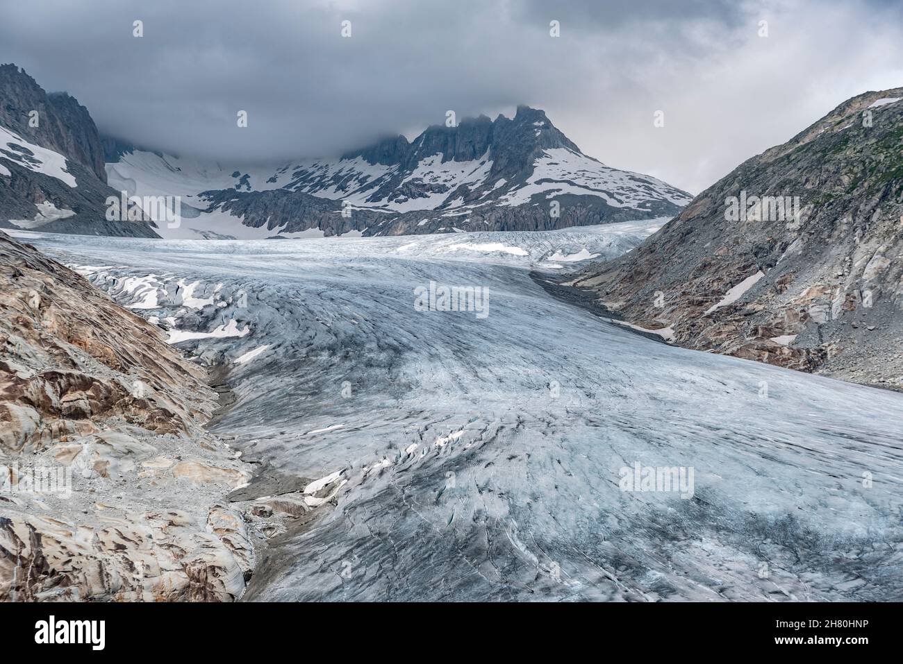 Mountainscape with the Rhone glacier, Oberwald, Valais, Switzerland ...
