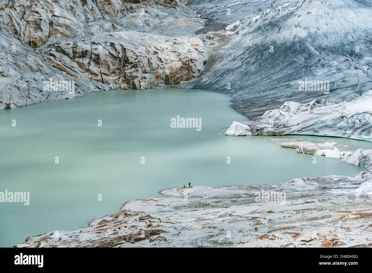 Mountainscape with the Rhone glacier and the source of the Rhone ...