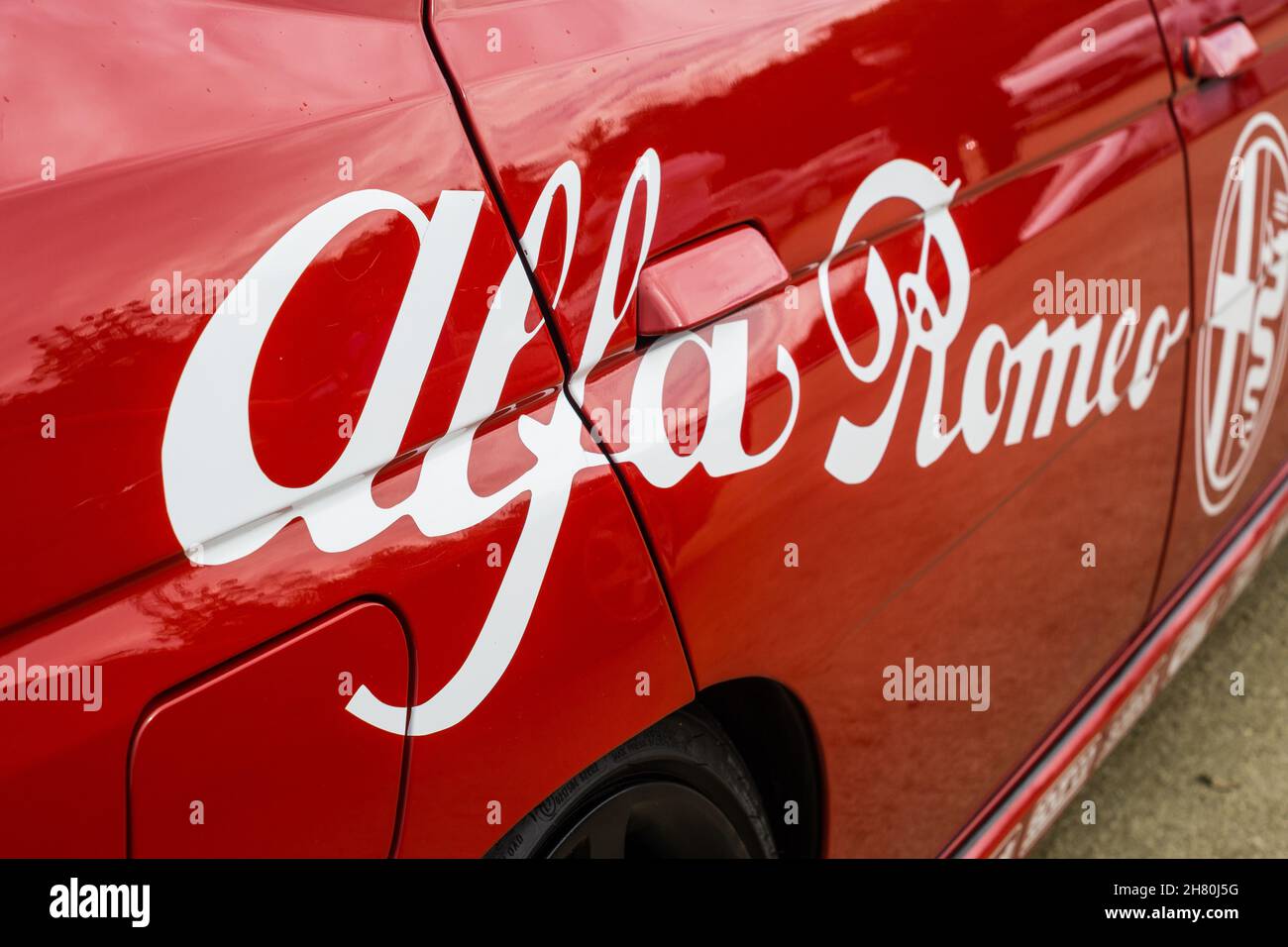 Close up detail of an Alfa Romeo 155 TS classic sports touring racing ...