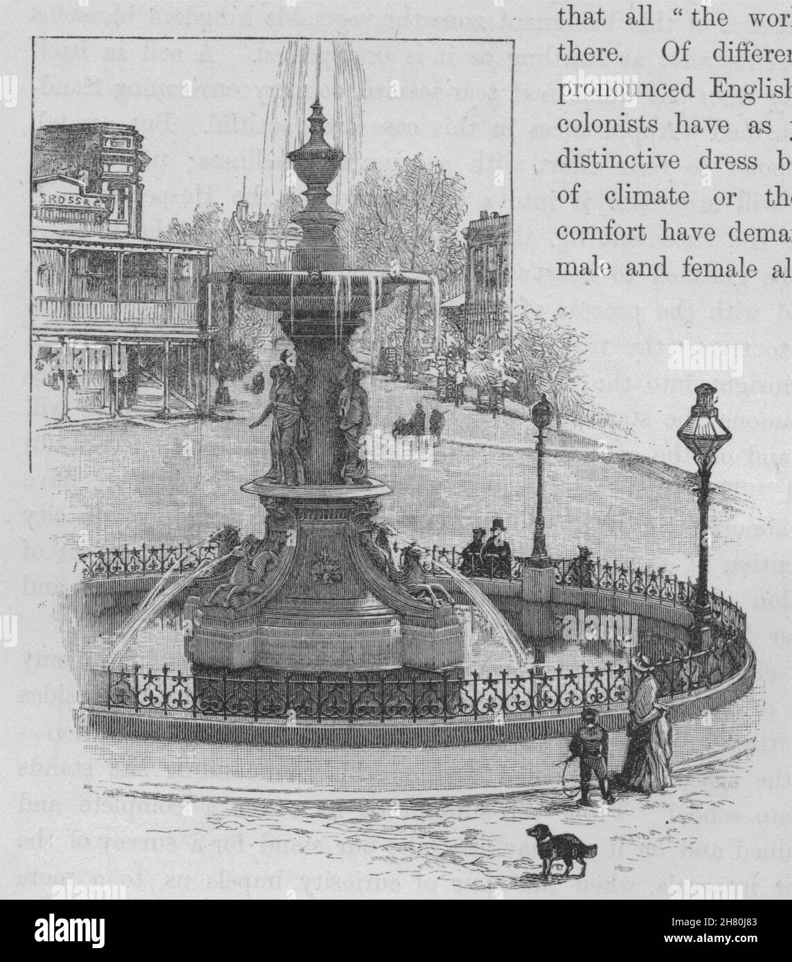 Charing Cross Fountain. Sandhurst. Australia 1890 old antique print ...