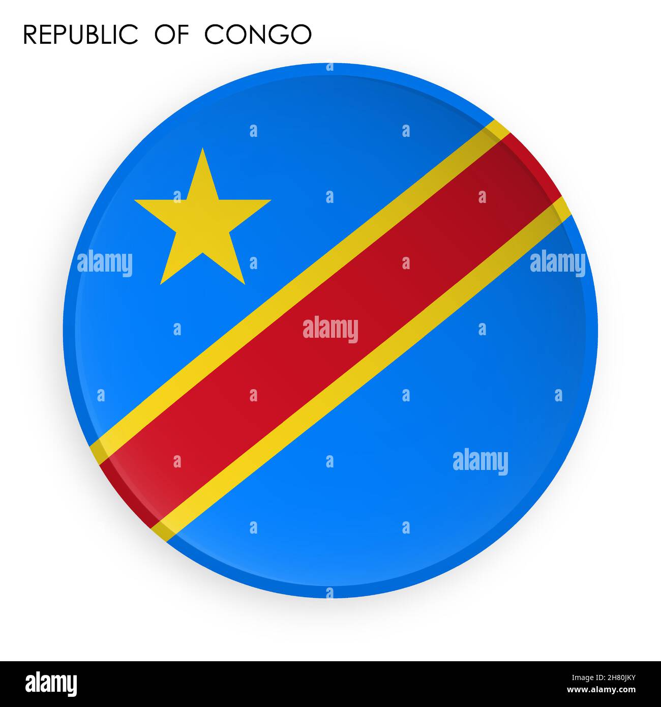 REPUBLIC OF CONGO flag icon in modern neomorphism style. Button for ...