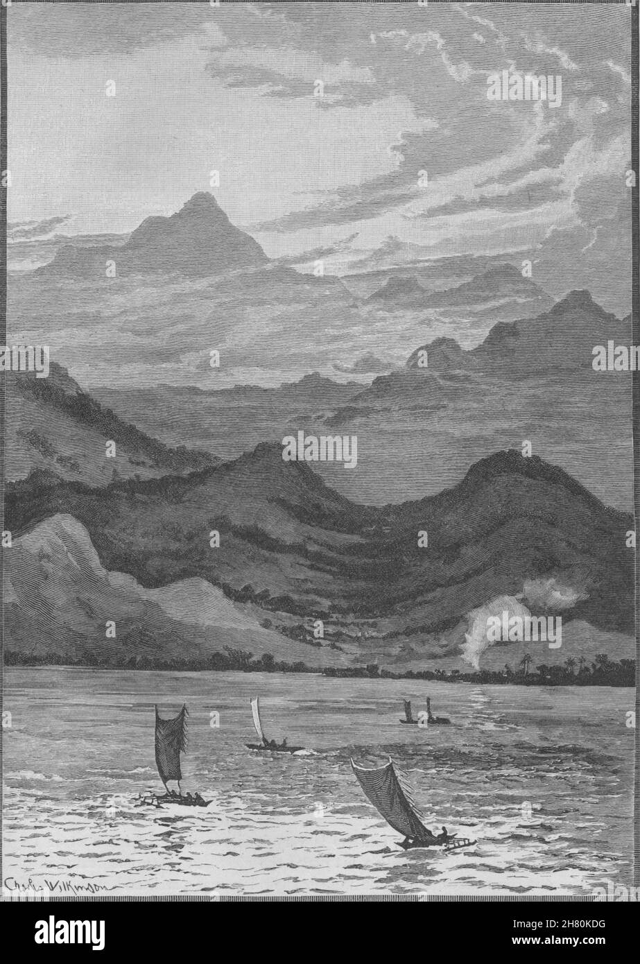 The Owen-Stanley Ranges, from the Sea. New Guinea 1890 old antique ...