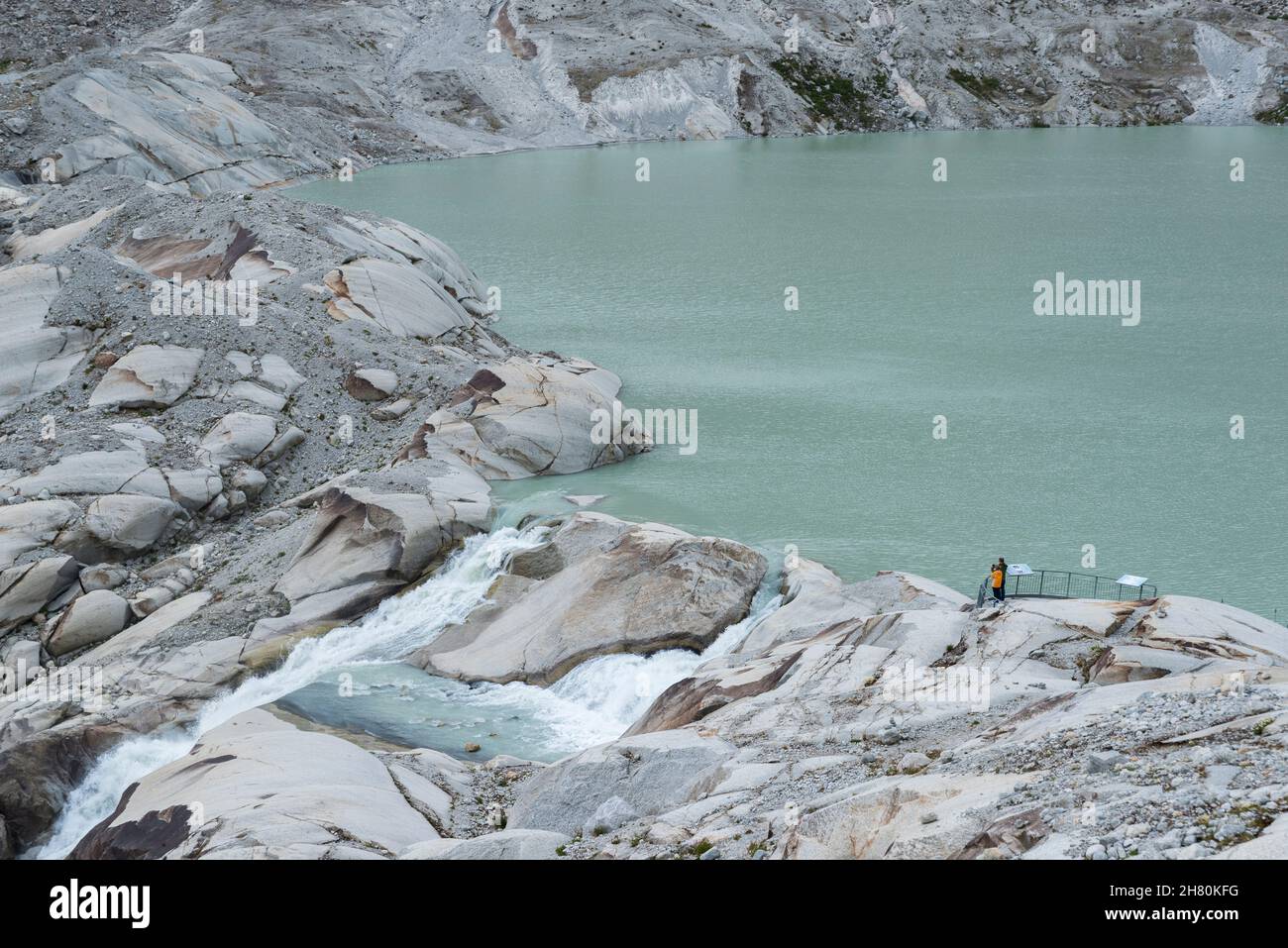 Mountainscape with the source of the Rhone, Oberwald, Valais ...