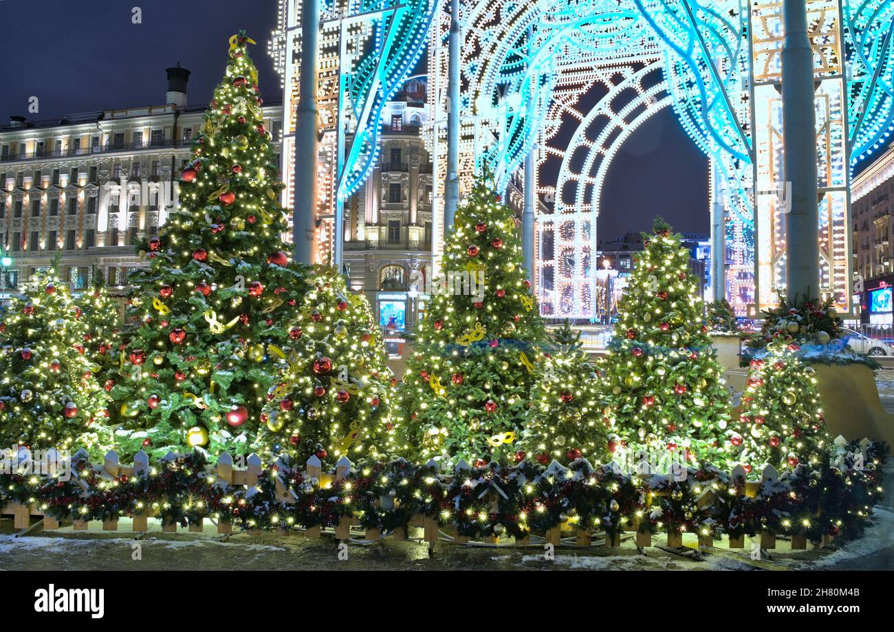 Christmas trees near the Kremlin in Moscow Stock Photo - Alamy