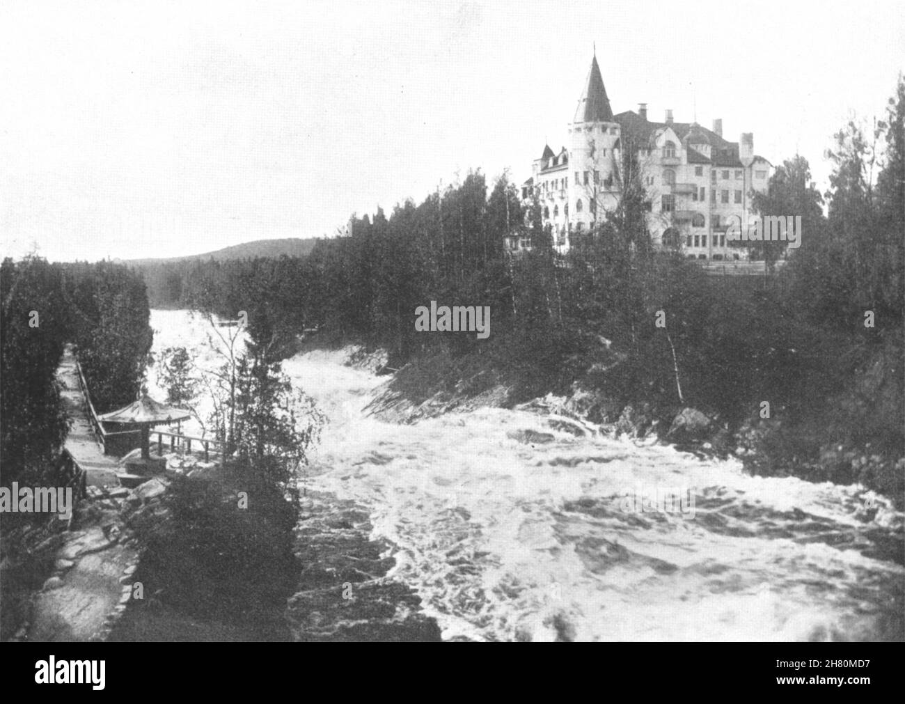 FINLAND. Imatra Hotel and Cataract 1908 old antique vintage print ...