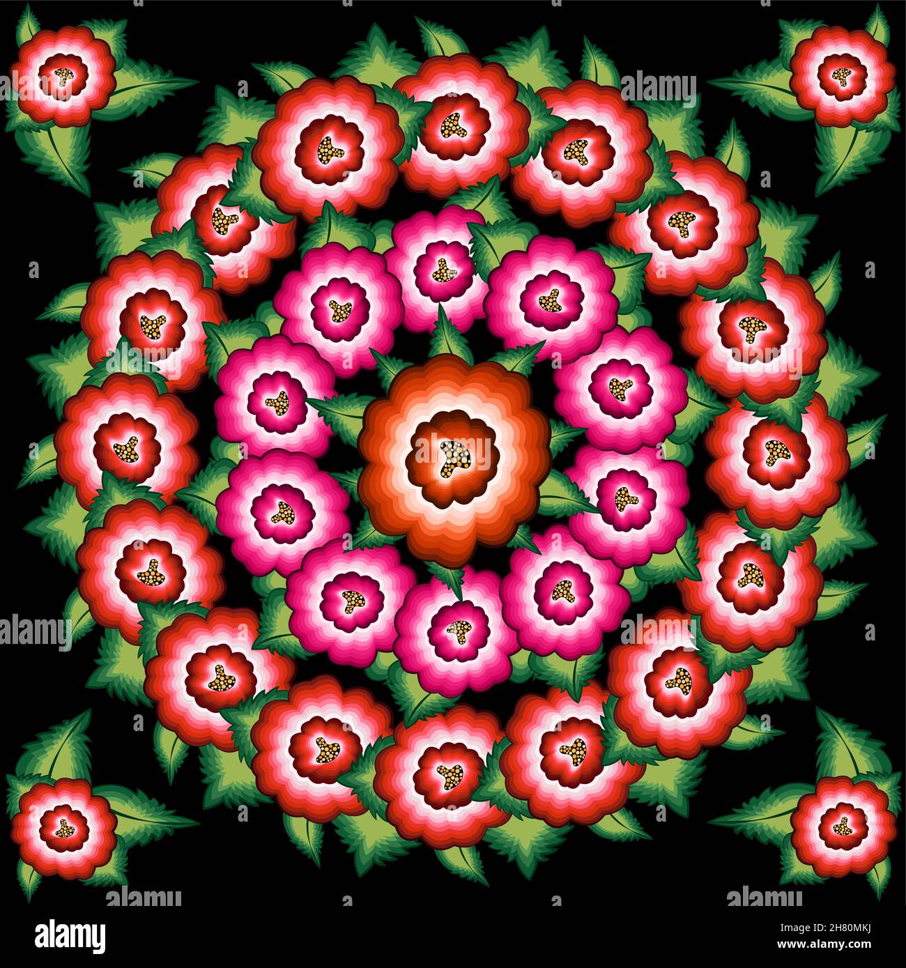 Mexican floral embroidery pattern, ethnic colorful Mandala native ...