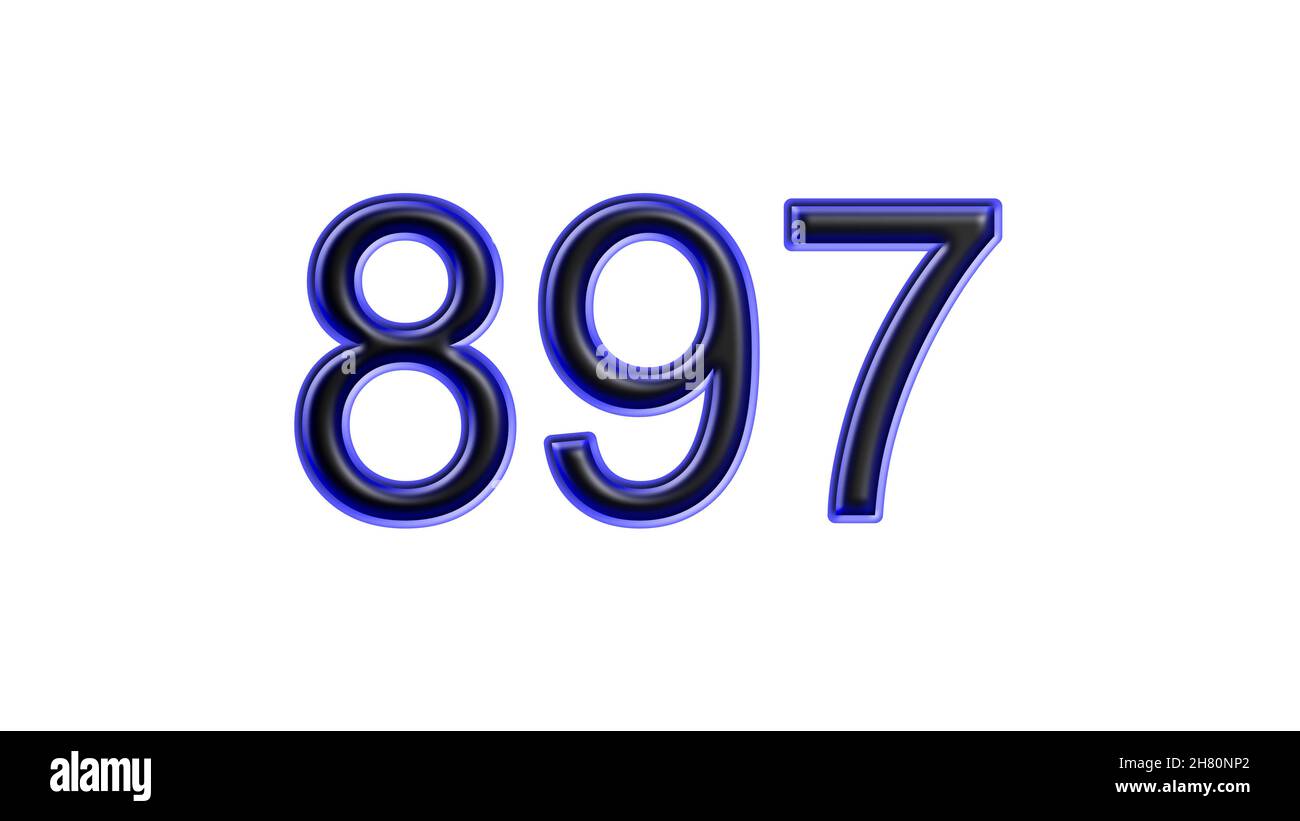 blue 897 number 3d effect white background Stock Photo - Alamy