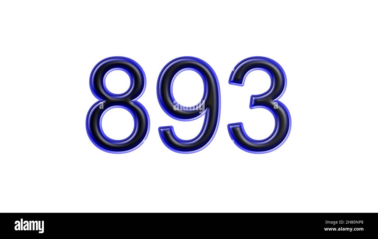blue 893 number 3d effect white background Stock Photo - Alamy