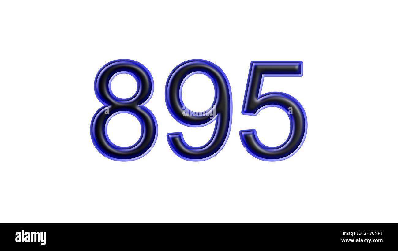 blue 895 number 3d effect white background Stock Photo - Alamy