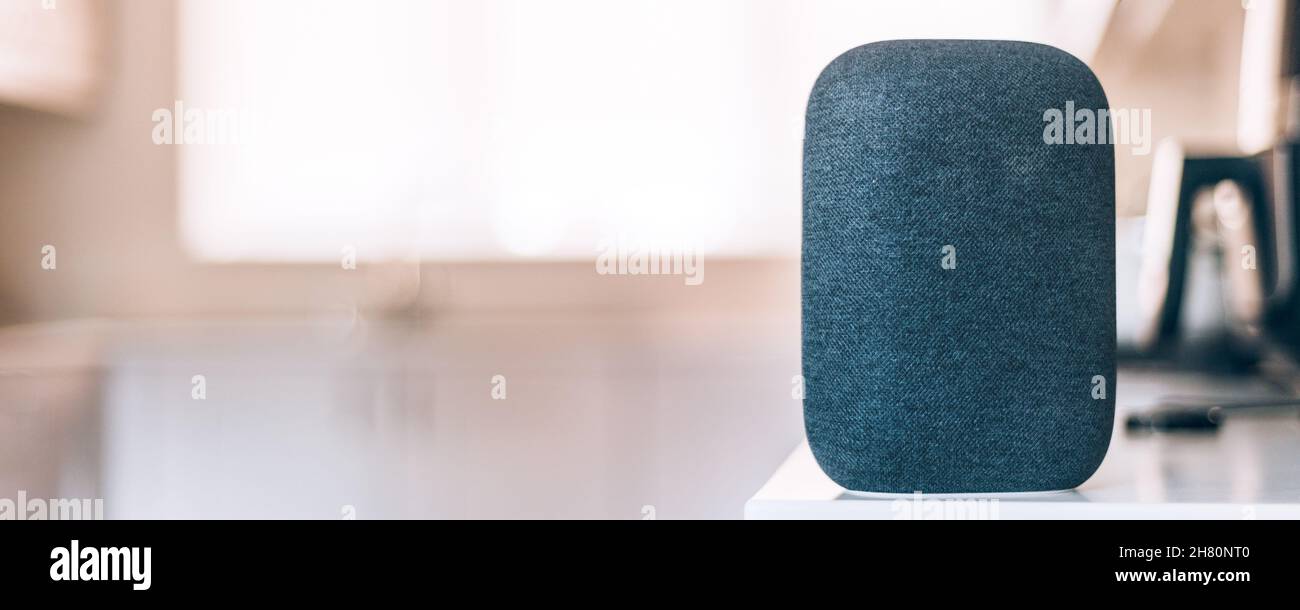 Voice controlled smart speaker Stock Photo - Alamy
