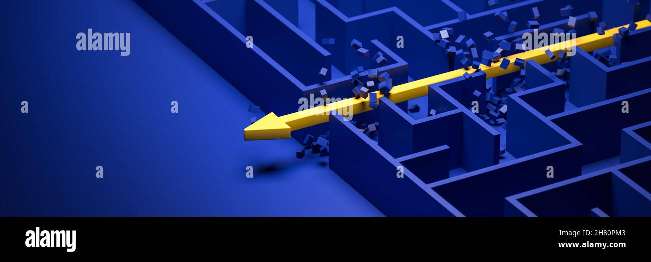 3d rendering: Concept - solving a complex problem. Brute force method ...