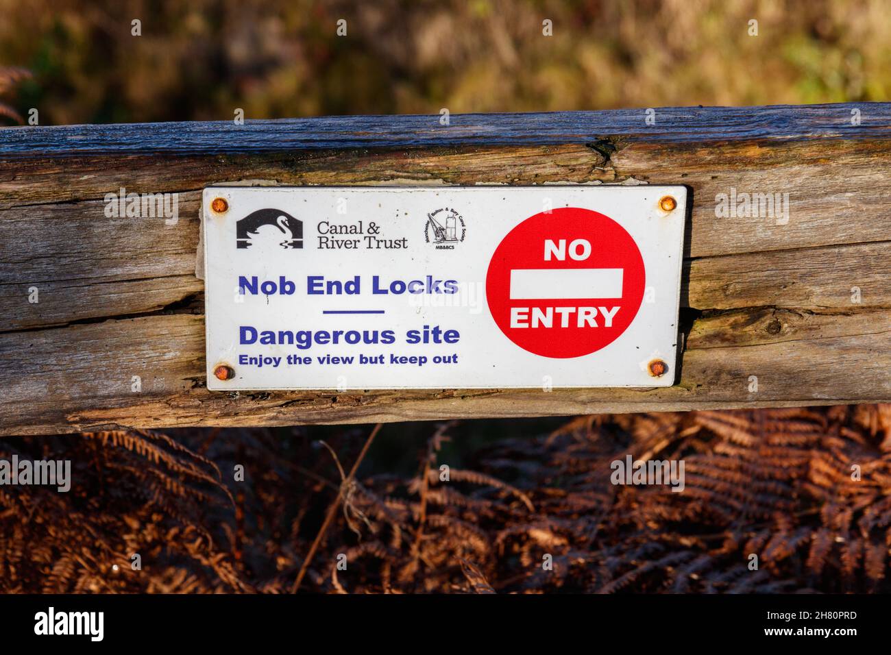 A no entry sign at Nob End on a November's day in 2021 Stock Photo - Alamy