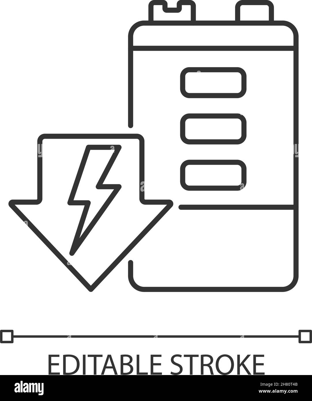 Discharge charge battery icon Black and White Stock Photos & Images - Alamy