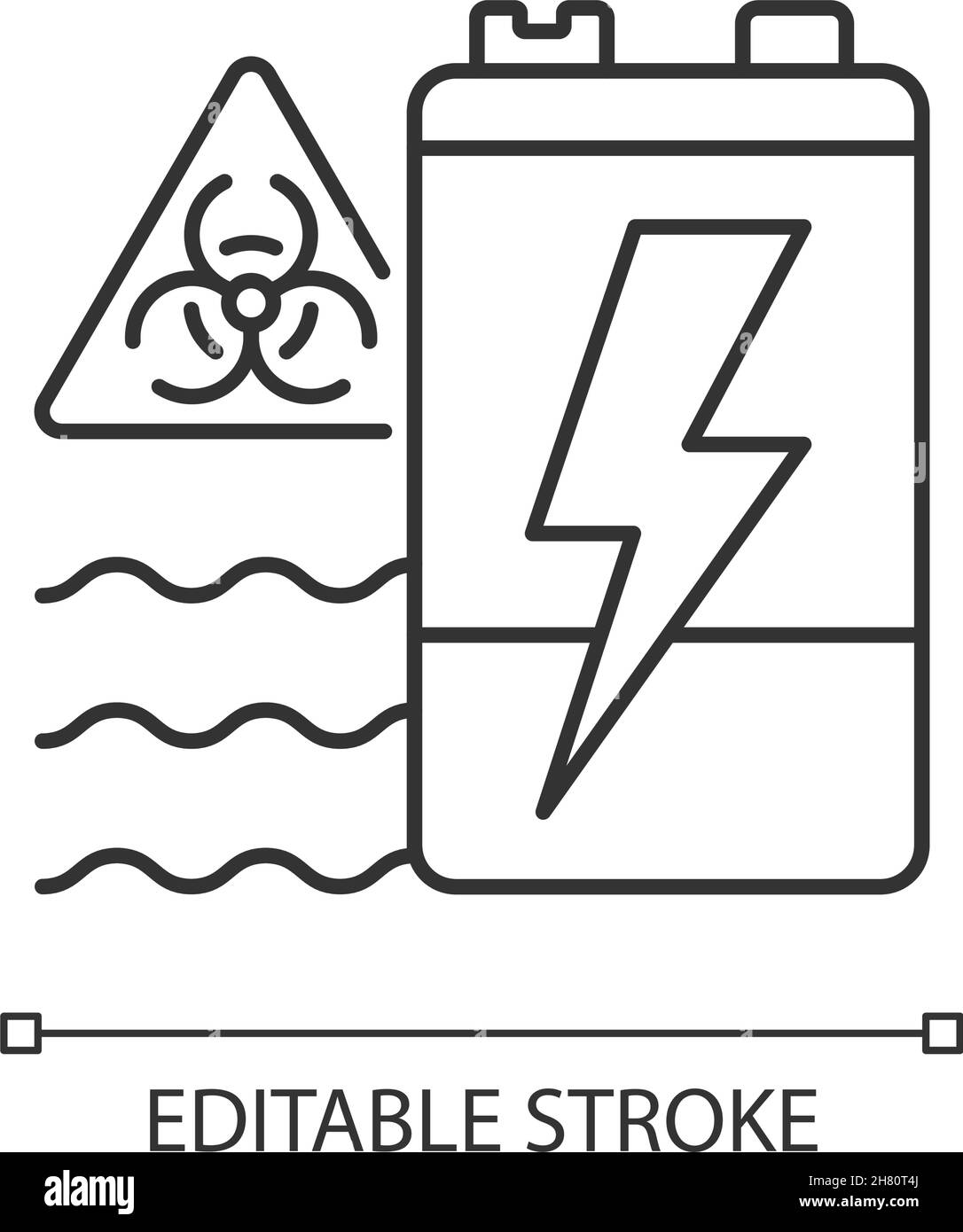Battery water contamination threat linear icon Stock Vector Image & Art ...