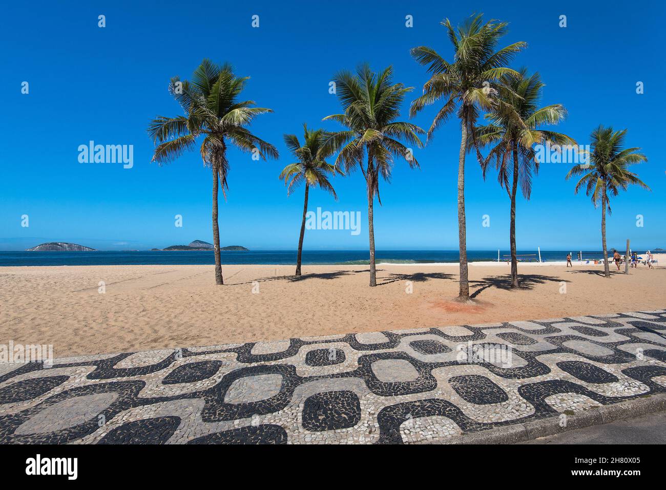 Famous Ipanema Mosaic Sidewalk With Palm Trees in the Beach, in Rio de ...