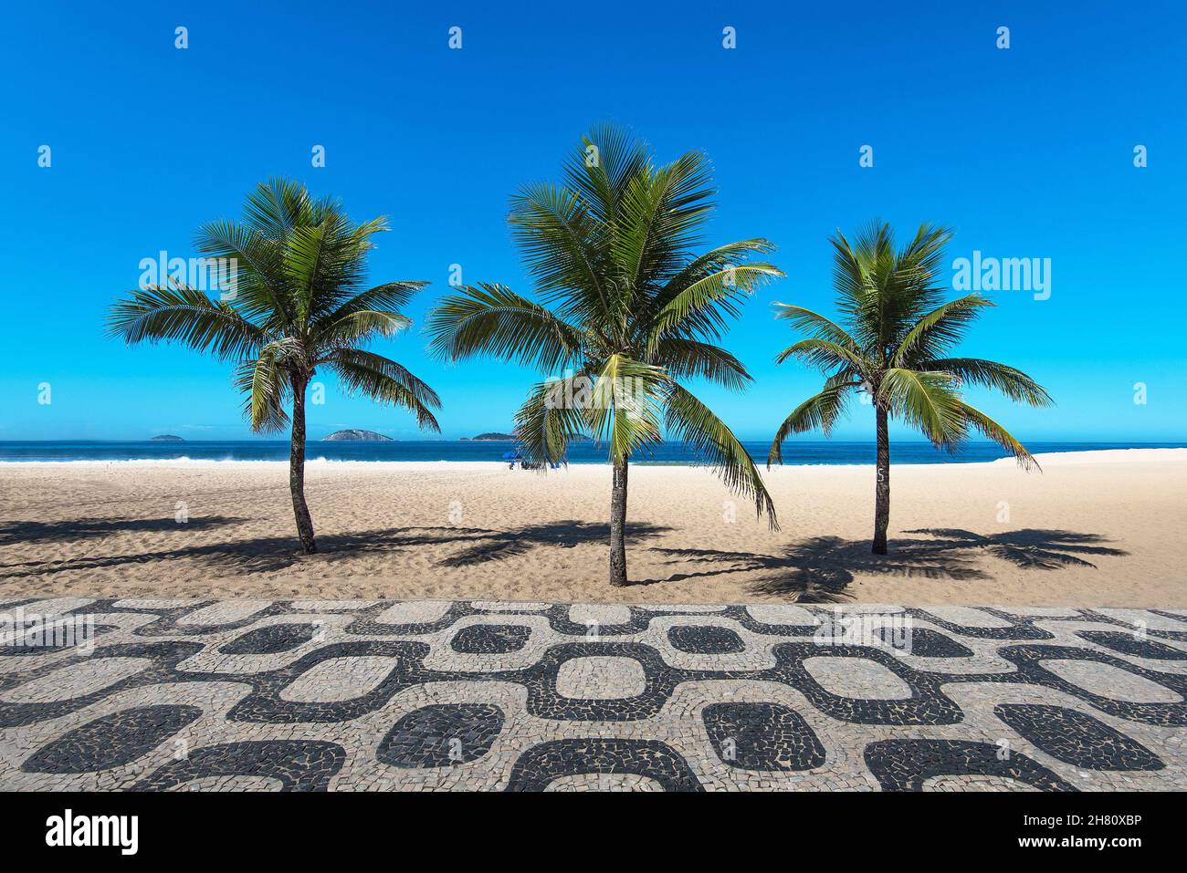 Famous Ipanema Mosaic Sidewalk With Palm Trees in the Beach, in Rio de ...