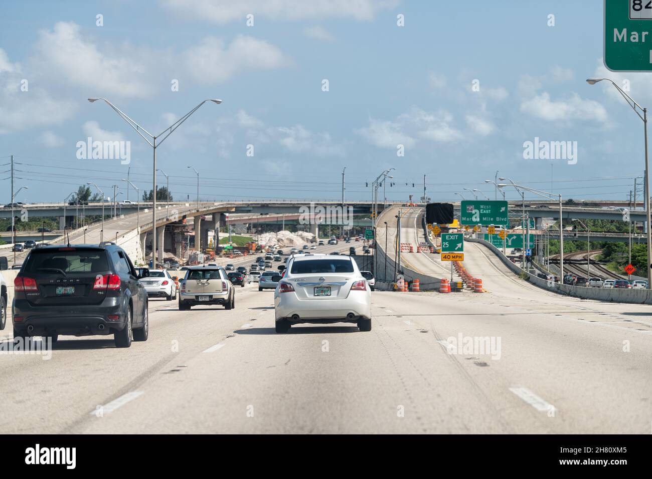 Fort Lauderdale, USA - July 8, 2021: Interstate multiple lane highway ...