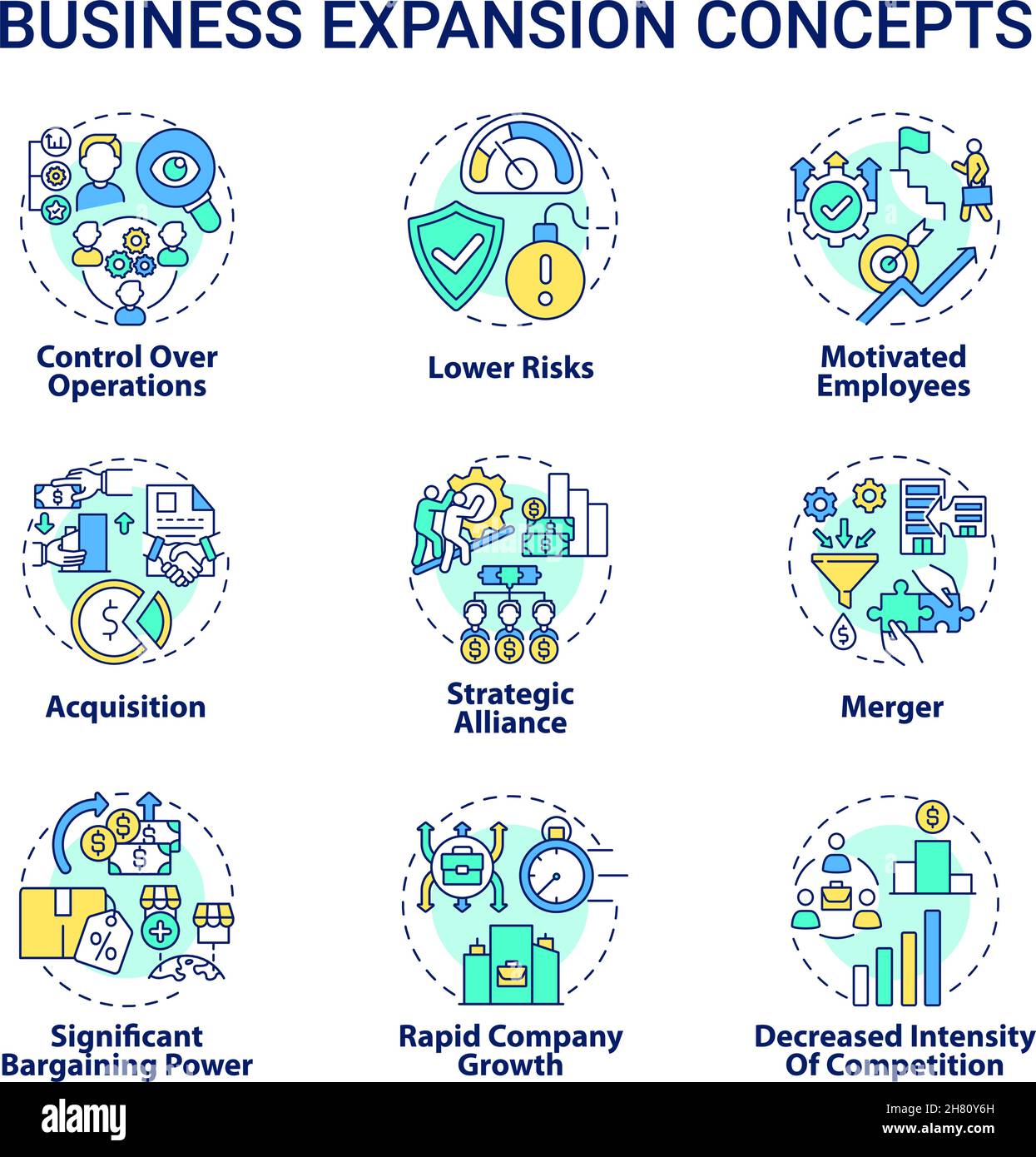 Business expansion concept icons set Stock Vector Image & Art - Alamy