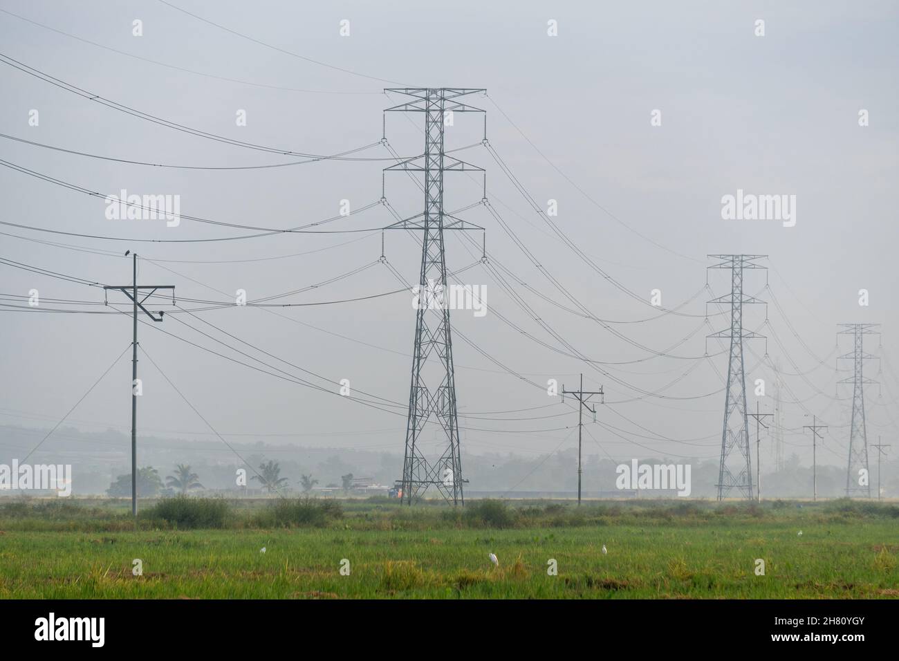 View of the electric towers Stock Photo - Alamy
