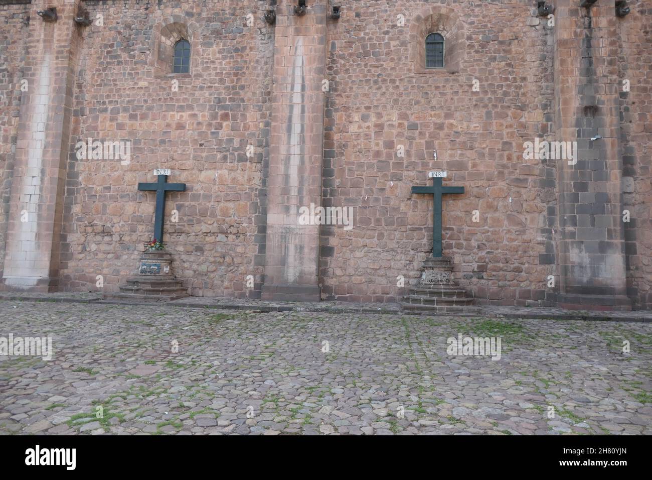 Crosses at the Cathedral in Cuzco Peru centre of town Jesus God Church ...