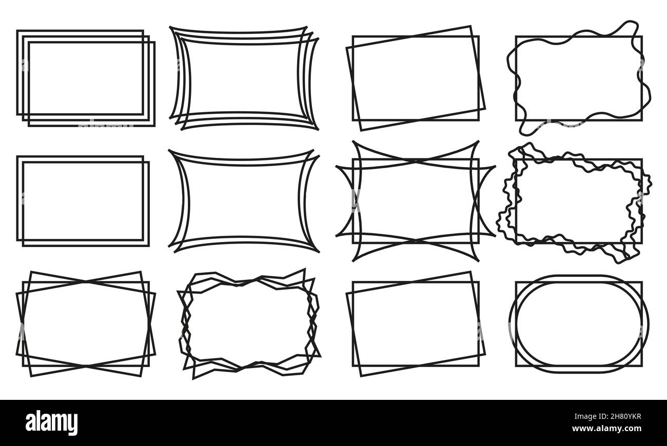 Black geometric frames with rectangle shape. Art deco style Stock ...