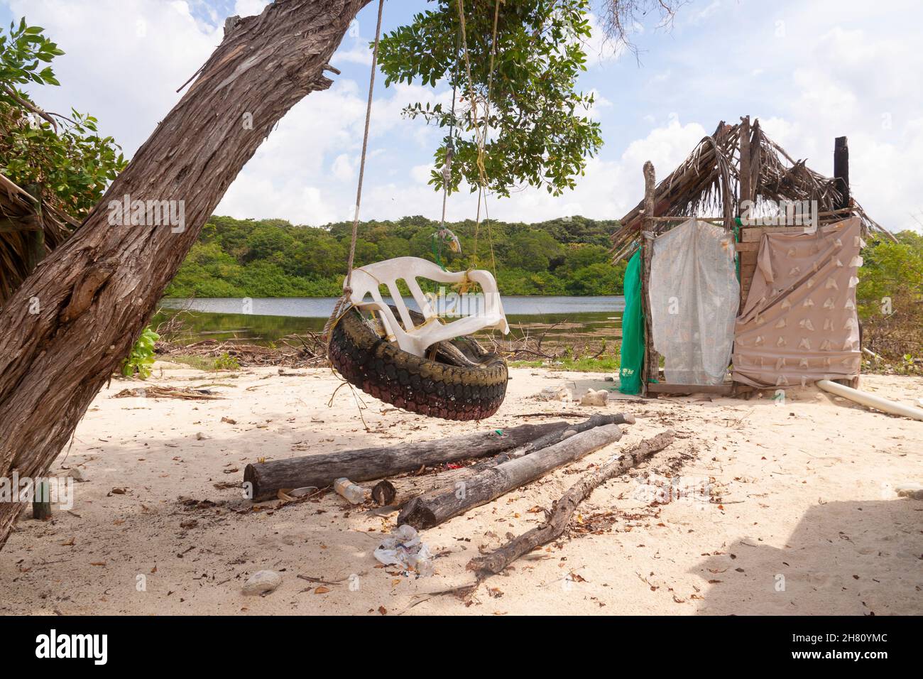 Cartagena de Indias, Colombia - Nov 22, 2010: An improvised swing with ...