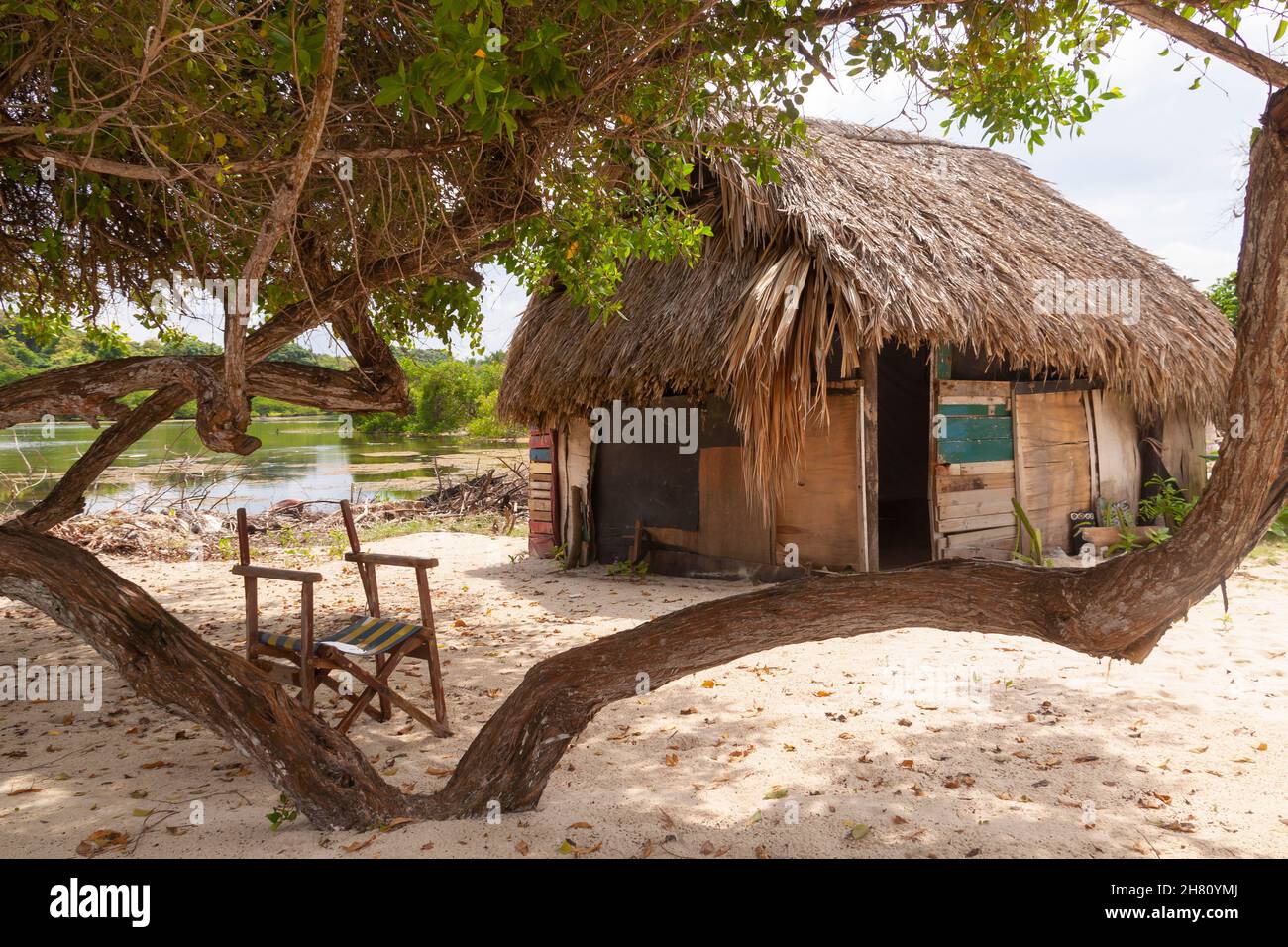 Cartagena de Indias, Colombia - Nov 22, 2010: A humble hut with a roof ...