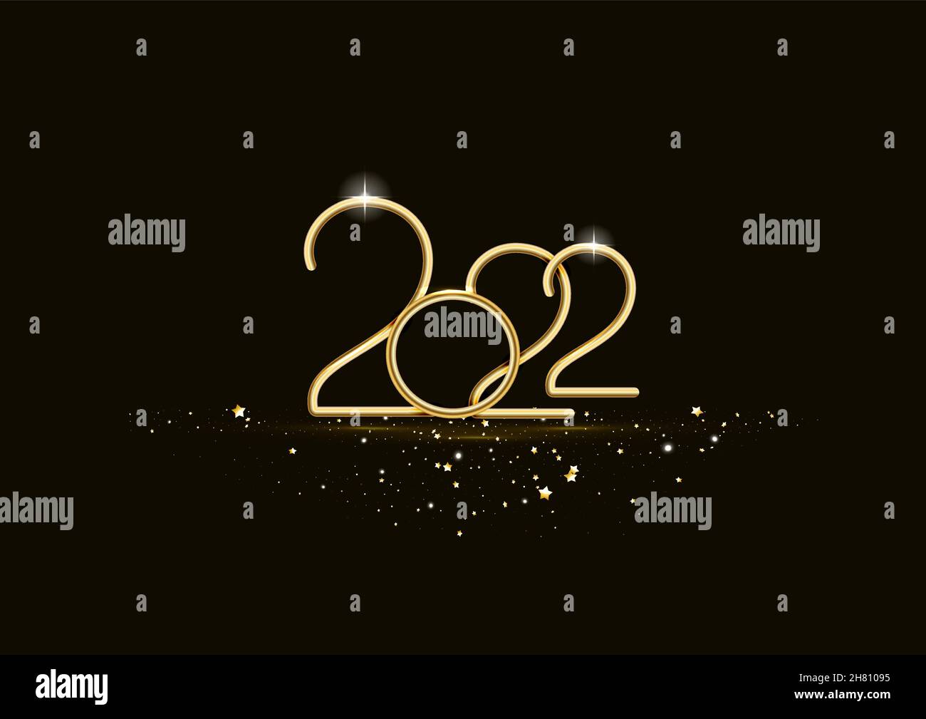 Realistic gold metal inscription 2022. Gold calligraphy New Year 2022 ...