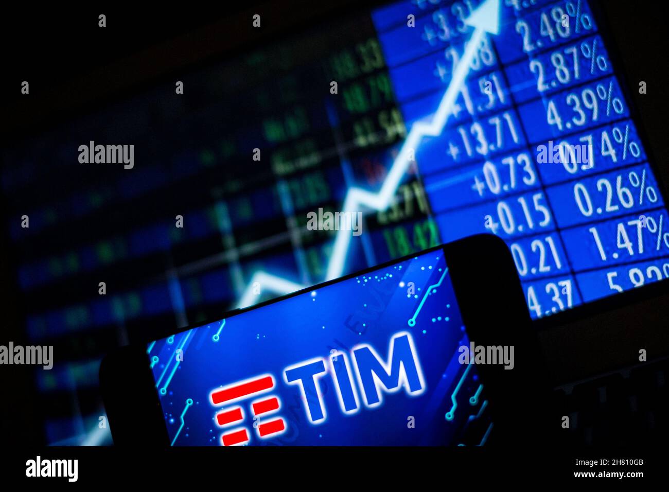 this photo illustration the logo of TIM, an Italian brand of Telecom ...