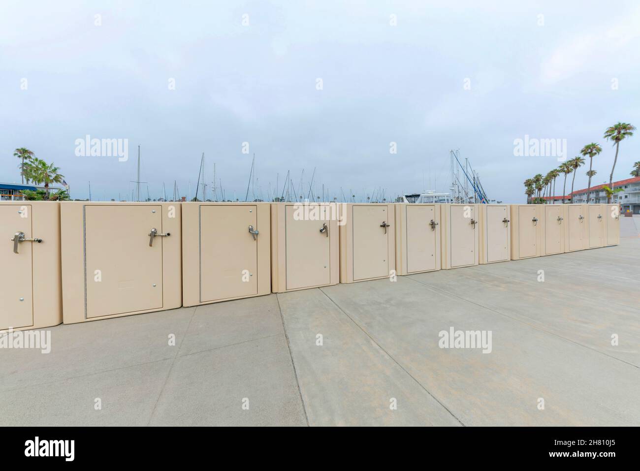 Public storage lockers on a harbor at Oceanside in California Stock ...