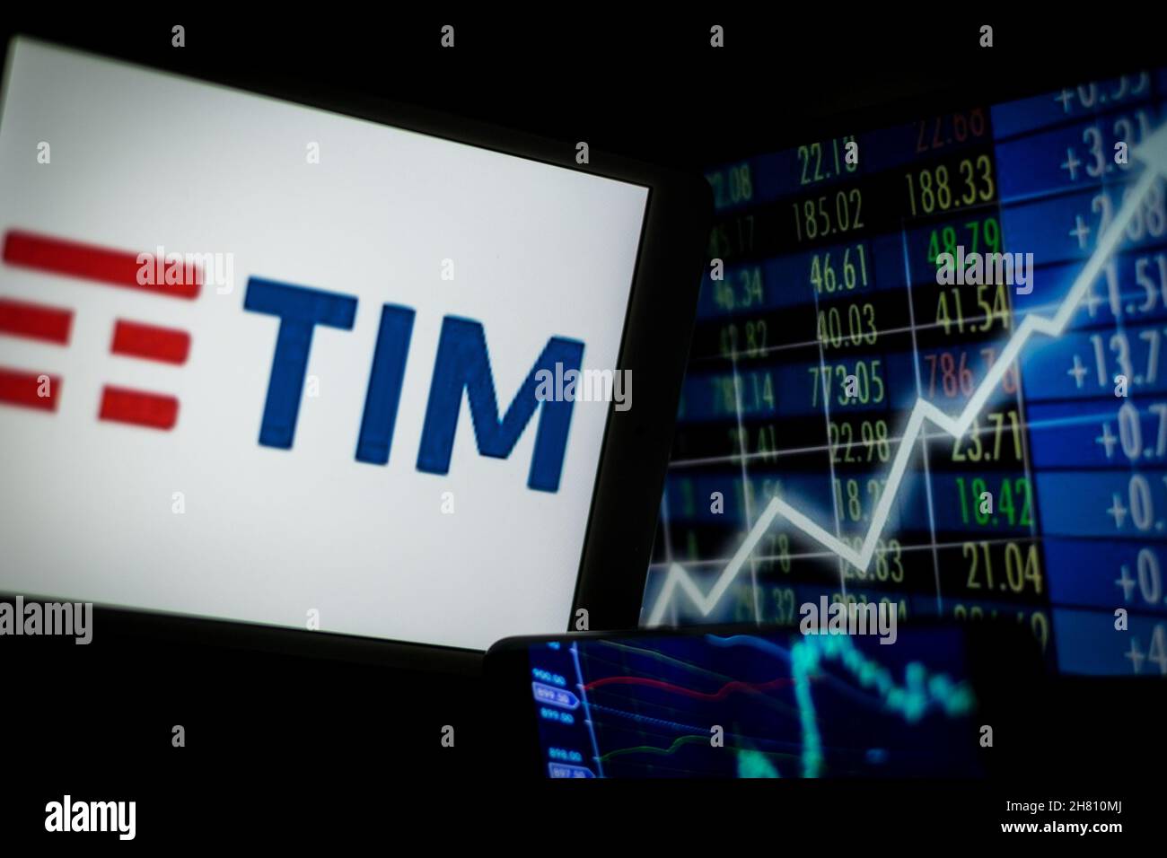 this photo illustration the logo of TIM, an Italian brand of Telecom ...