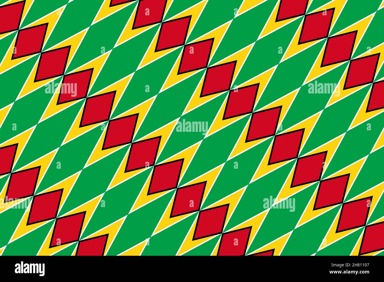 Geometric pattern in the colors of the national flag of Guyana. The ...