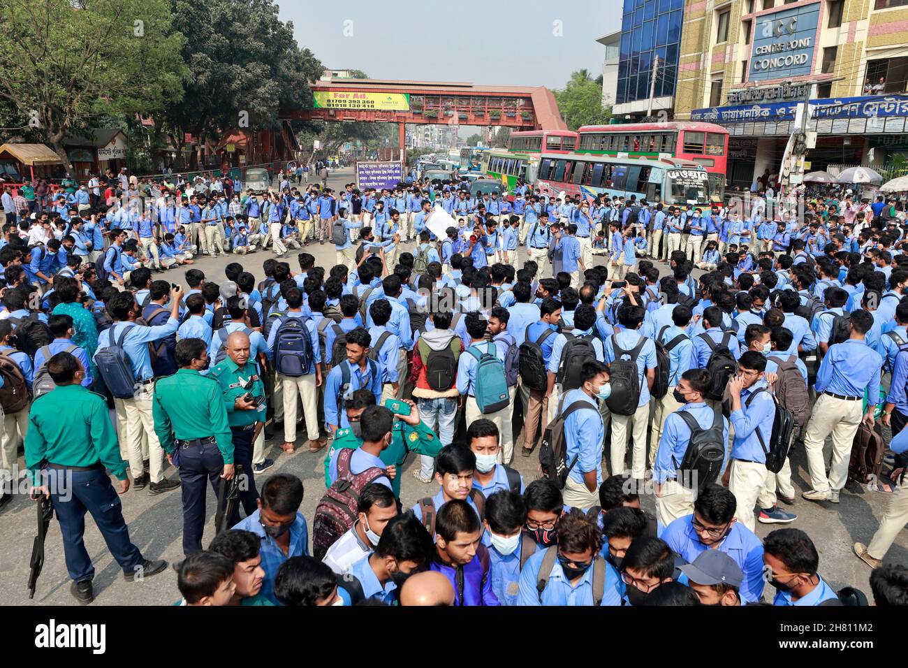Dhaka, Bangladesh - November 25, 2021: Hundreds of student’s ...