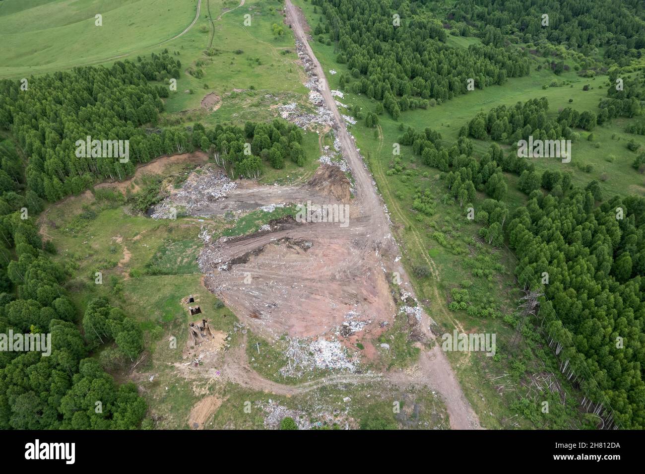 Open pit plastic pollution, Waste garbage dump household pile trash ...